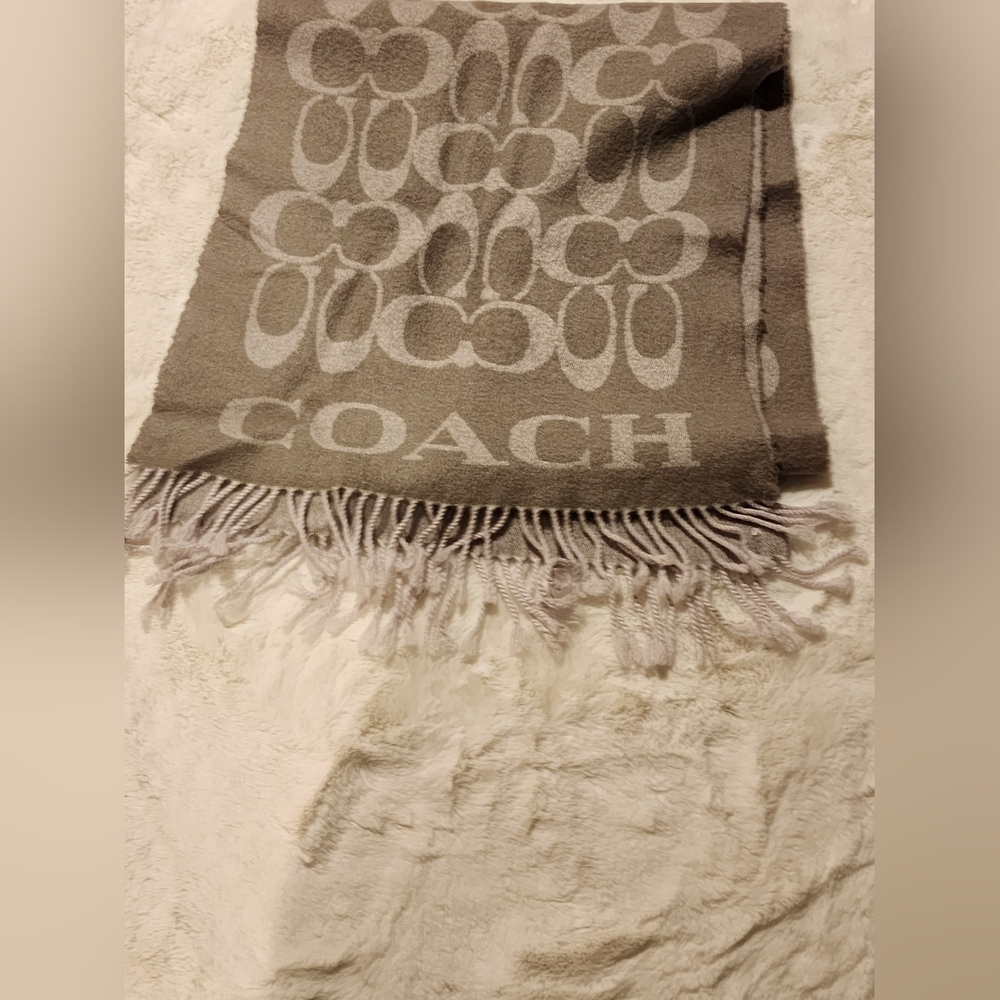 Coach Cashmere Reversible Signature Monogrammed Scarf - Gem